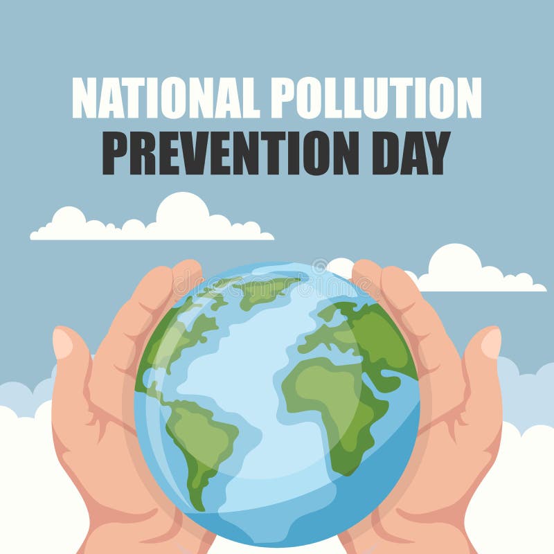 National Pollution Prevention Day Design with Hands Holding Planet ...