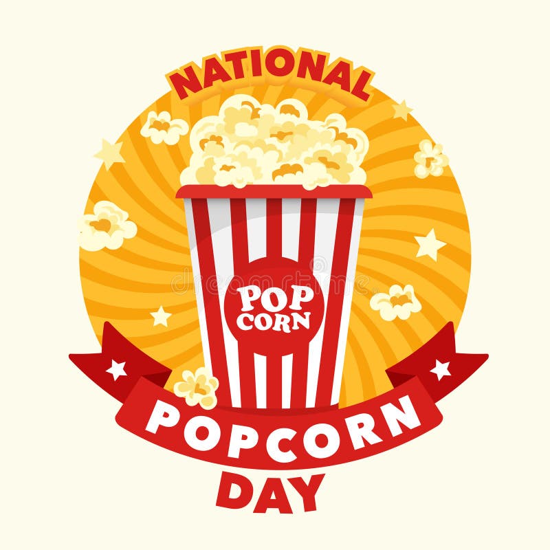 National Popcorn Day Banner. Cheerful Funny Corn Cob Scatters Popcorn ...