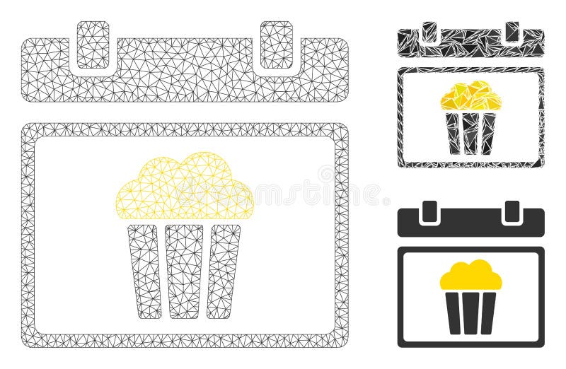 National Popcorn Day Vector Mesh Wire Frame Model and Triangle Mosaic ...