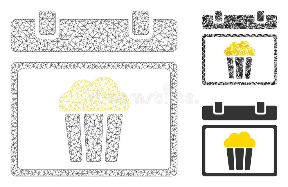National Popcorn Day Vector Mesh Wire Frame Model and Triangle Mosaic ...