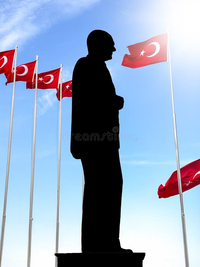 National Pride: Ataturk Statue Framed by Turkish Flags Stock Image ...