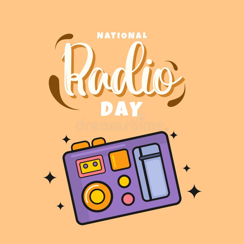 National Radio Day Groovy Vector Design Stock Vector - Illustration of ...