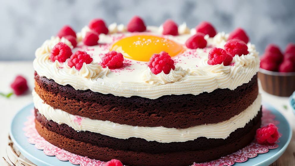 National Raspberry Cake Day Delight.AI Generated Stock Photo - Image of ...
