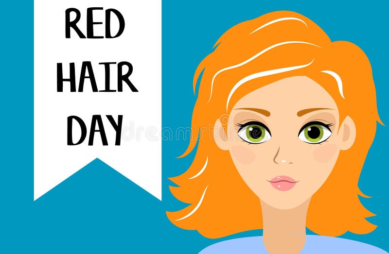 National Redhead Day Beautiful Red Haired Girl On A Blue Background