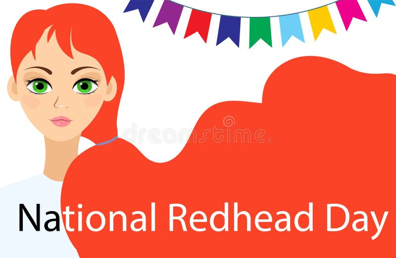 National Redhead Day Beautiful Red Haired Girl And Flags Cute Girl