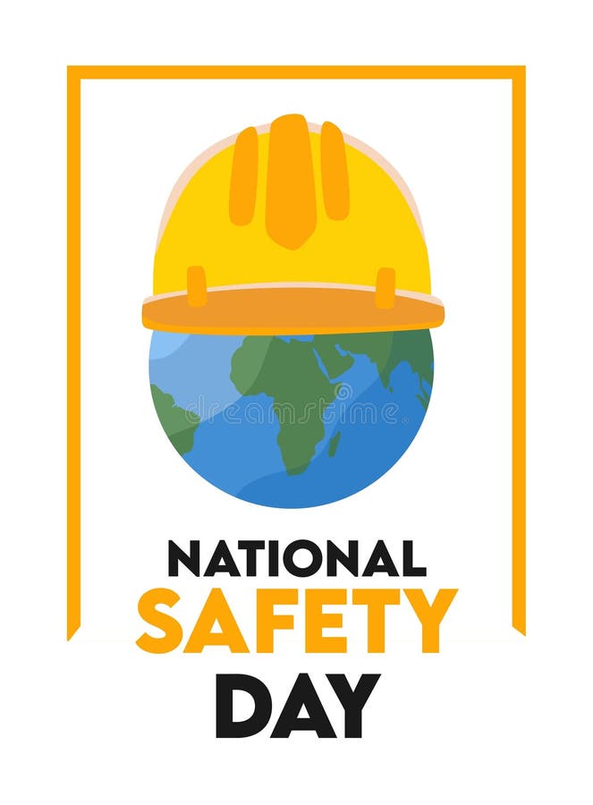 National Safety Day with Work Safety Equipment Stock Illustration ...