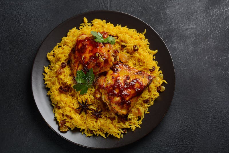 The National Saudi Arabian Dish Chicken Kabsa With Roasted Chicken