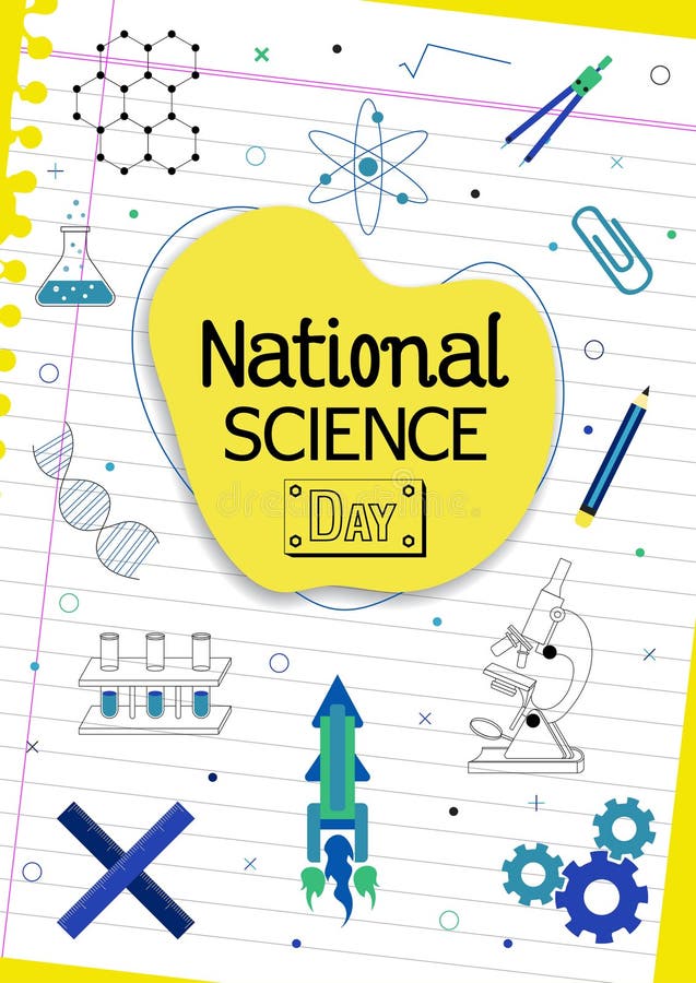 National Science Day Celebration Poster Flyer with Scientific Cute ...