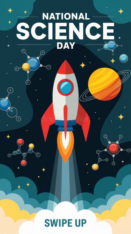 National Science Day Rocket Launch Illustration Stock Illustration ...
