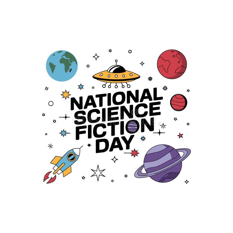 National Science Fiction Day Poster Design Illustration. Stock ...