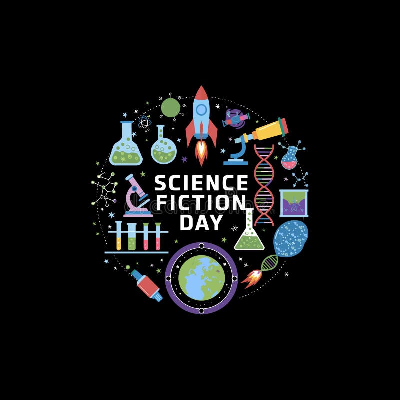 National Science Fiction Day Poster Design Illustration. Stock ...