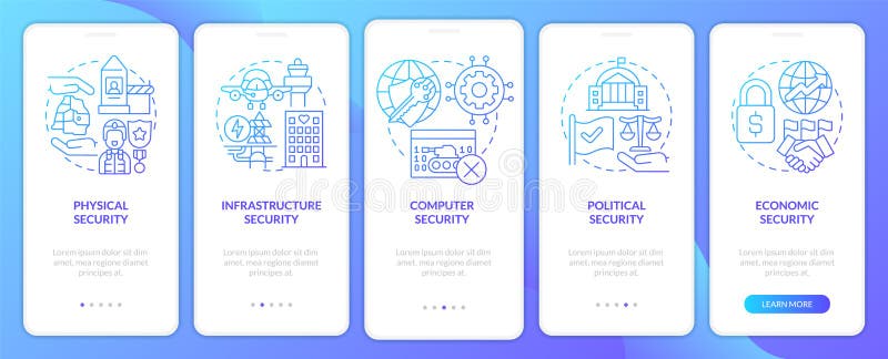 National Security Dimensions Blue Gradient Onboarding Mobile App Screen ...