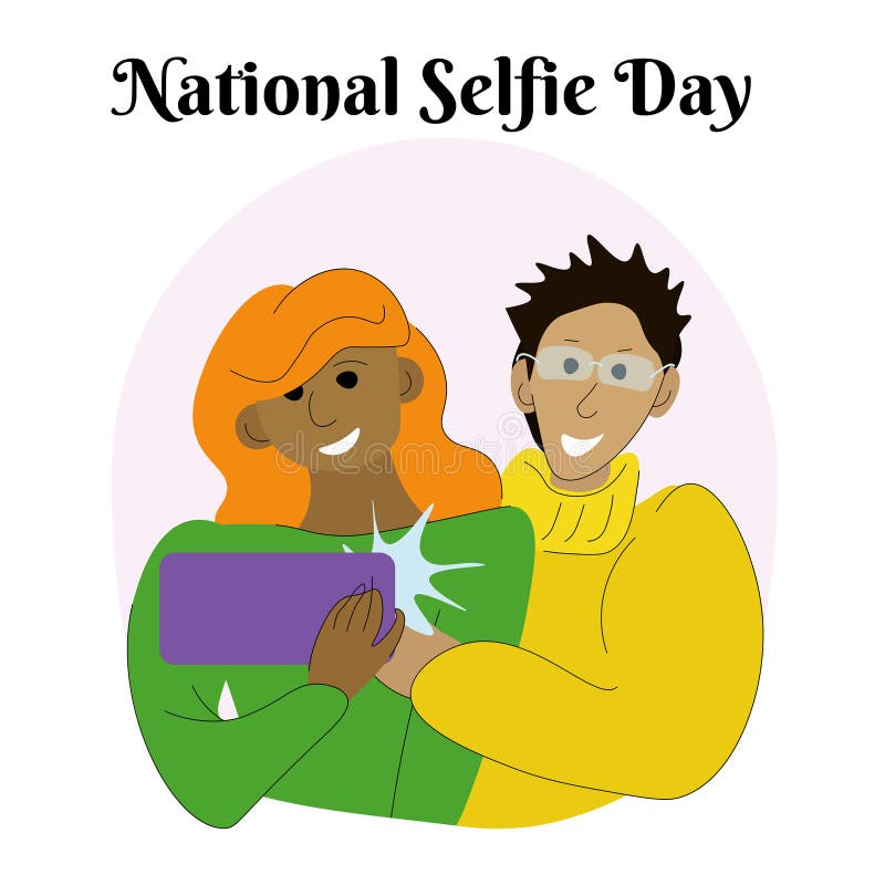 National Selfie Day, Banner or Poster Design Stock Vector - Illustration of postcard, media ...