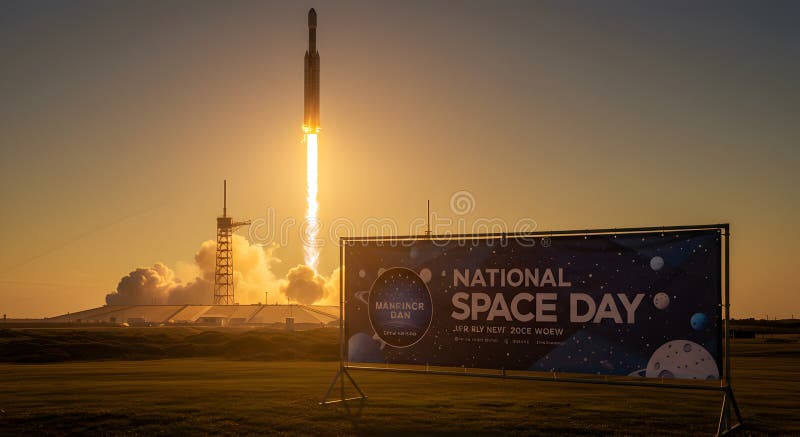 National Space Day Rocket Launch Stock Illustration - Illustration of ...