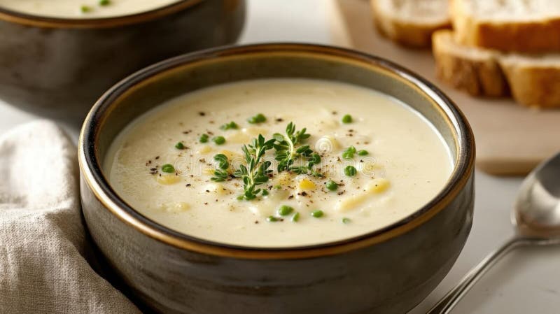 National Split Pea Soup Week Creamy Potato Soup with Peas and Herbs in ...