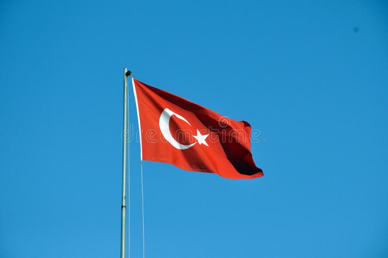 National State Symbols. Flag of Turkey on a Background of Sky Stock ...