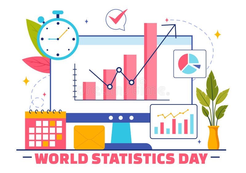 National Statistics Day Vector Illustration Featuring Data Calculation ...