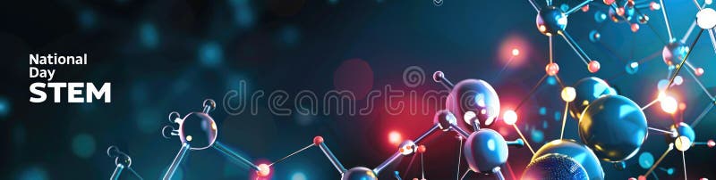 National STEM Day with a Digital Illustration of Molecules and Abstract ...
