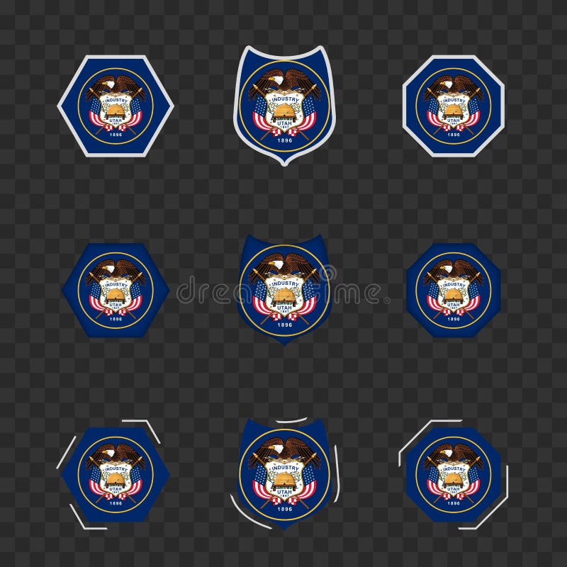 National Symbols of Utah on a Dark Transparent Background, Vector Flags ...