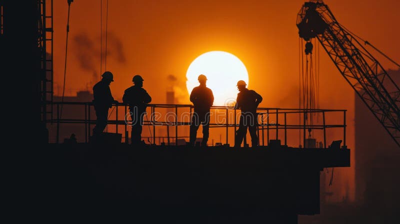 National Third Shift Workers Day Construction Workers Silhouetted ...