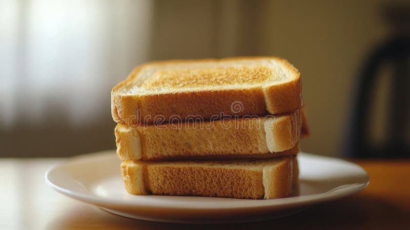 National Toast Day Stack of Toasted Bread Slices on Plate in a Cozy ...