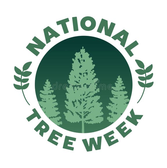 National Tree Week with Silhouettes of Several Trees Stock Vector ...