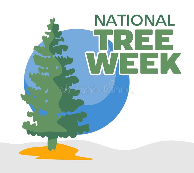 National Tree Week with Silhouettes of Several Trees Stock Vector ...