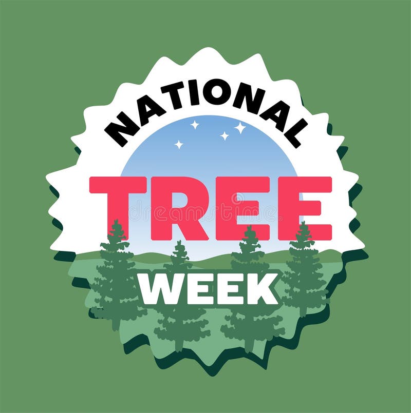 National Tree Week with Silhouettes of Several Trees Stock Vector ...