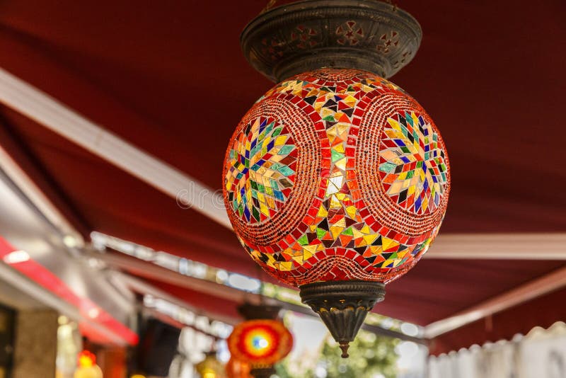 National Turkish Lantern Hanging in the Restaurant Stock Photo - Image ...