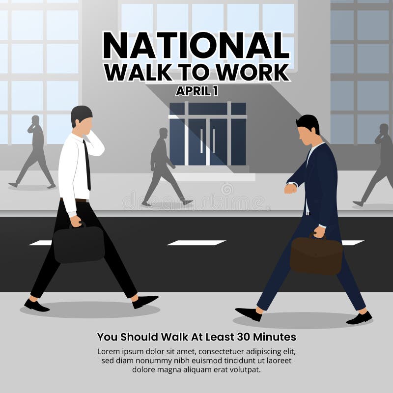 National Walk To Work Background Design with People Walking on the ...