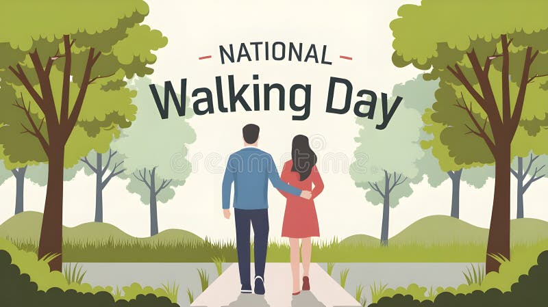 National Walking Day Banner Design, National Walking Day Card with ...