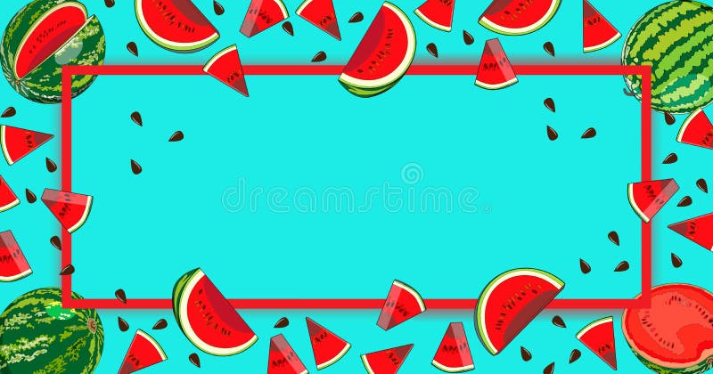 National Watermelon Day. Banner with Whole and Sliced, Half and Quarter ...