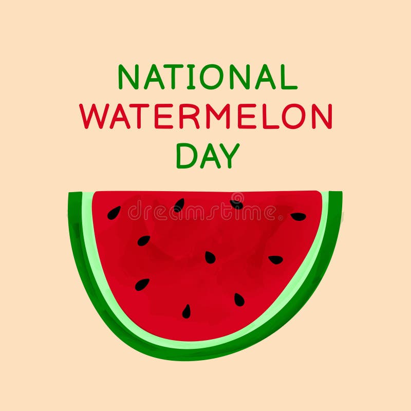National Watermelon Day. Hand Drawn Fruit with Watercolor Effect Stock ...