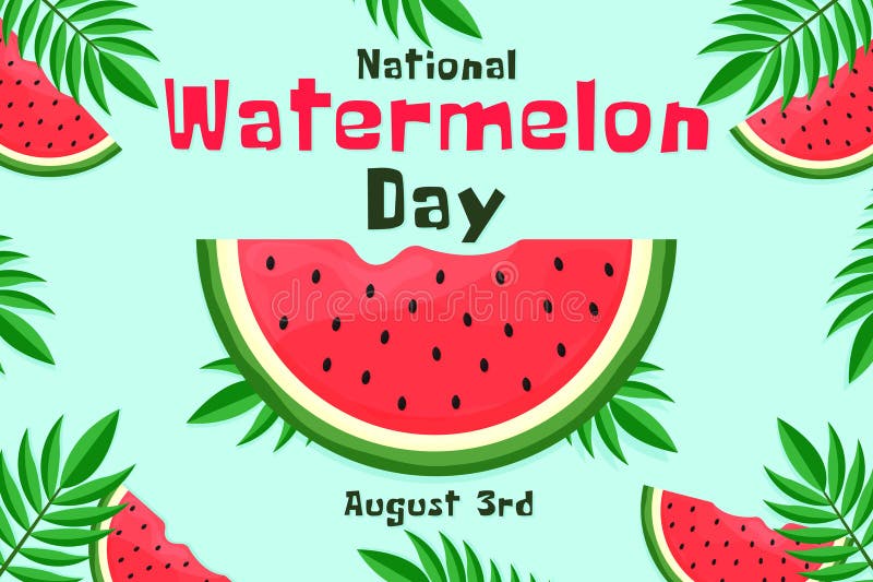 National Watermelon Day Poster Flat Vector Illustration Stock Vector ...