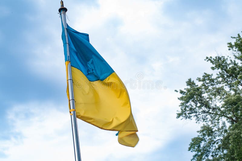 The National Yellow and Blue Flag Stock Photo - Image of clear, fabric ...
