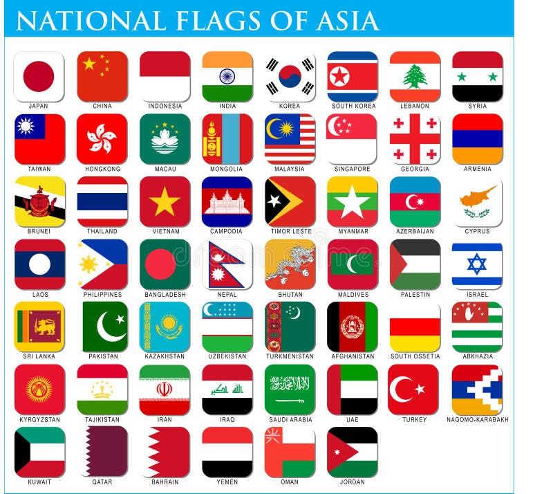 Nationale Vlaggen van Azië stock illustratie. Illustration of korea ...