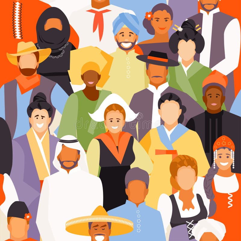 Nationalities People Seamless Pattern Vector Stock Vector ...