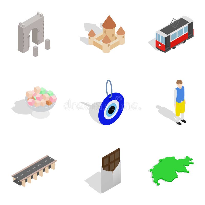 Nationality Icons Set, Isometric Style Stock Vector - Illustration of ...