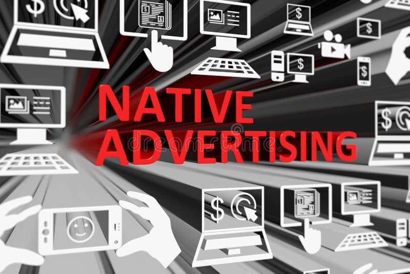 NATIVE ADVERTISING Concept Blurred Background Stock Illustration ...