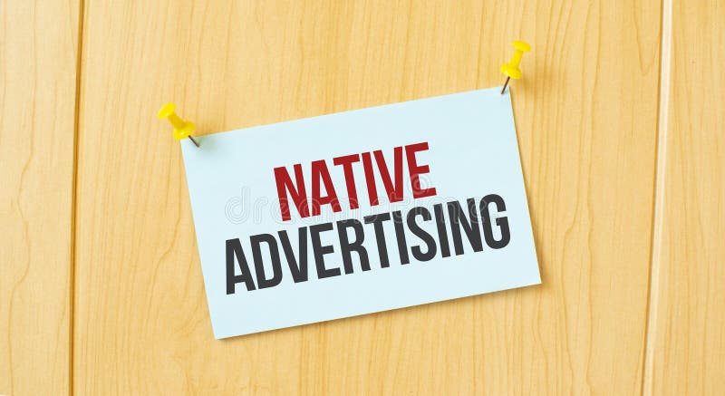 NATIVE ADVERTISING Sign Written on Sticky Note Pinned on Wooden Wall ...