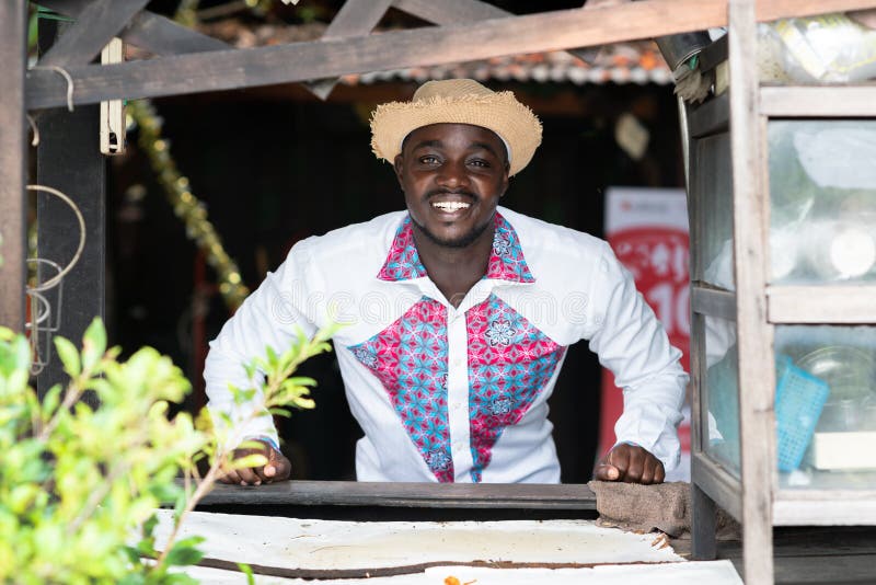 Native African Man Standing at Home with Smile and Happy Stock Photo ...