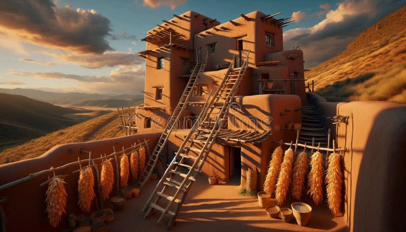 Native American Adobe Pueblo, AI Generated Image Stock Photo - Image of ...