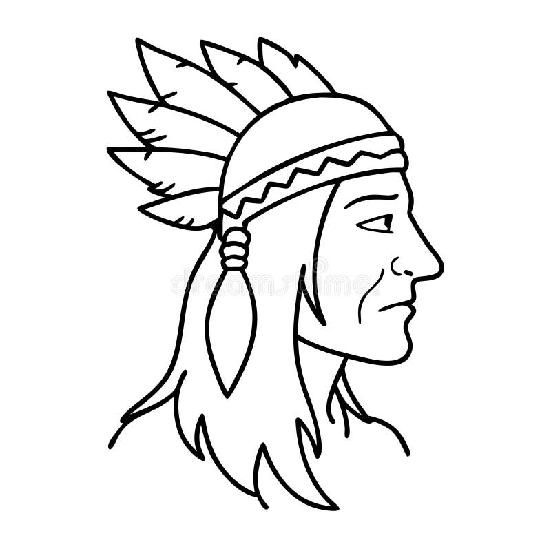Native American Chief Profile Vector Art for Tattoo Design and Coloring ...