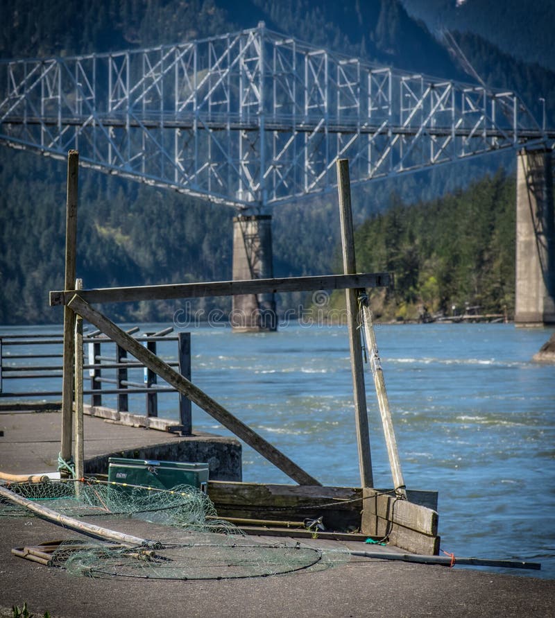 Native American Dip Net Fishing Platform and Nets Stock Photo - Image ...