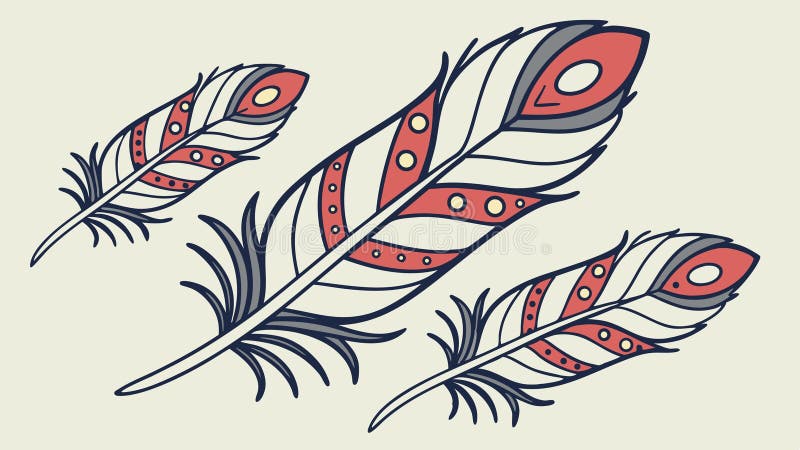 Native American Feathers with Intricate Patterns, Vector Design ...