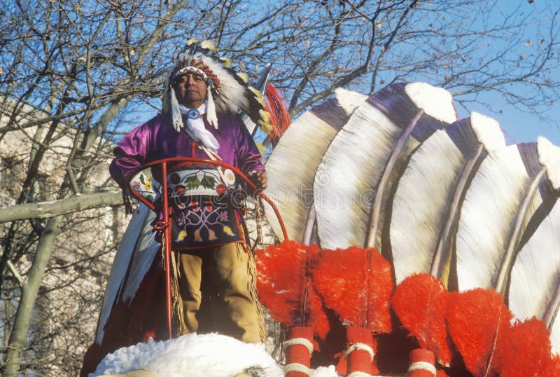 Native American on a Float in Macy S 50th Editorial Photo - Image of ...