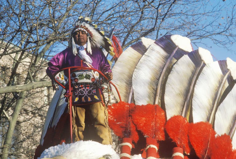Native American on a Float in Macy S 50th Editorial Photo - Image of ...