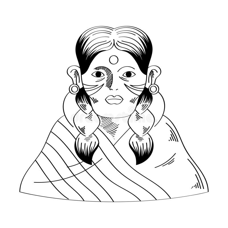 Native American Girl Character Stock Illustration - Illustration of ...