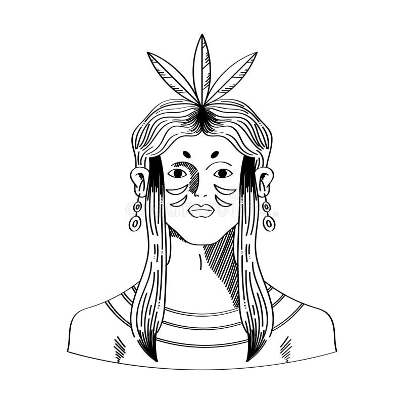 Native american girl face stock illustration. Illustration of native ...