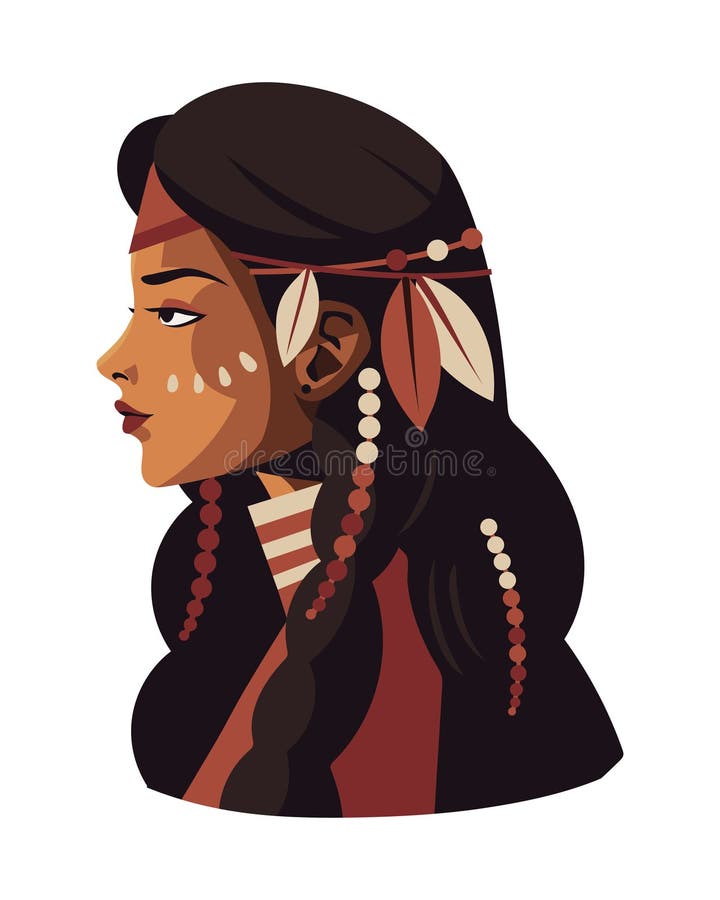 Native American Girl Profile Stock Illustration - Illustration of ...